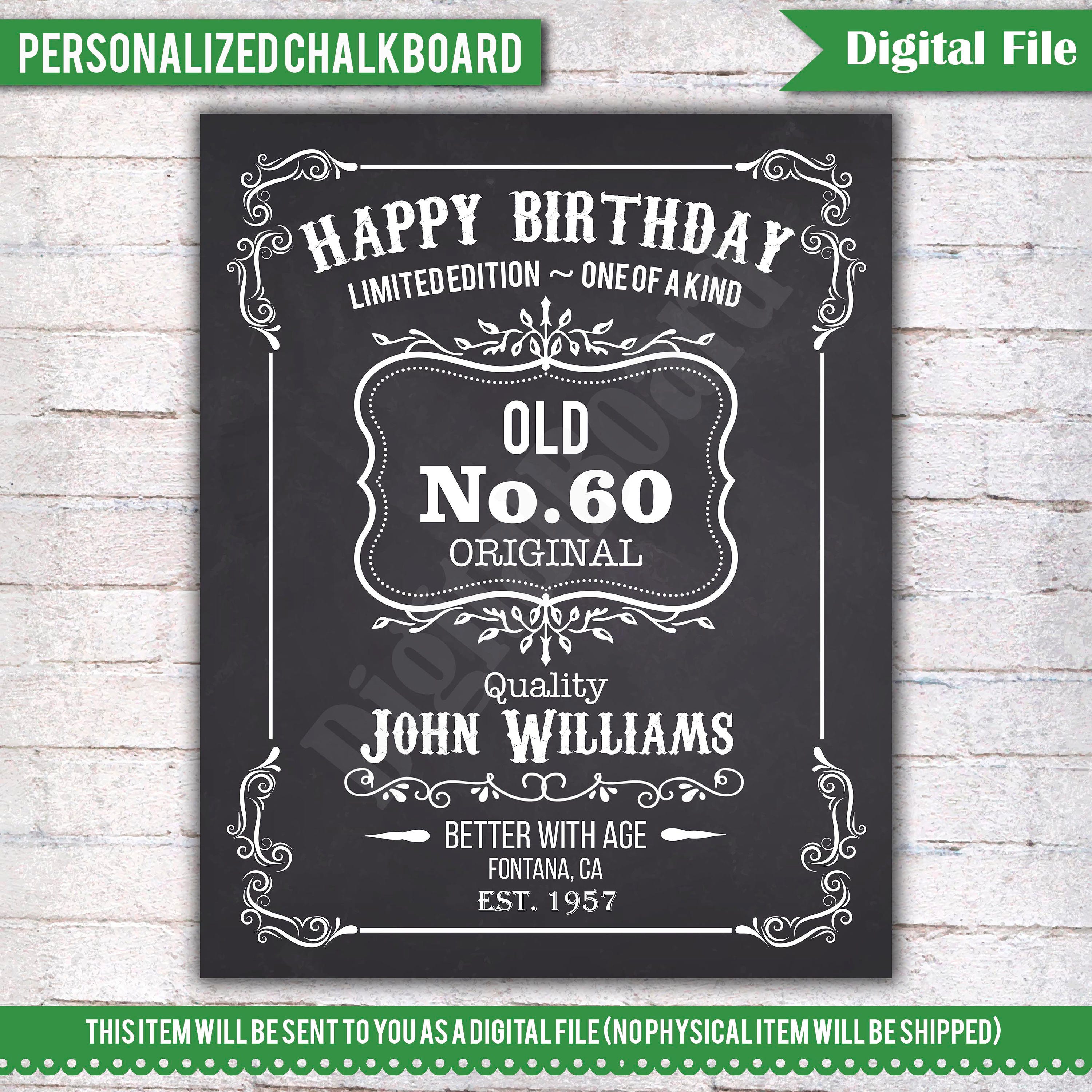 Personalized 60th Birthday Chalkboard Sign Birthday Poster