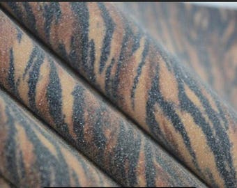 Fabric Tiger print Chenille Fabric Brown & Tan Color By