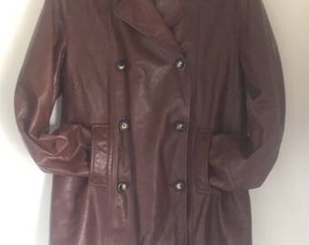 Leather pea coat | Etsy