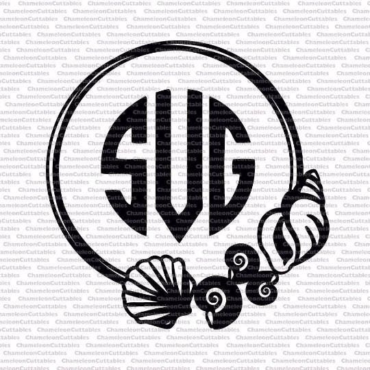 sea shells for monogram, svg, circle, vector, files, decal, summer ...