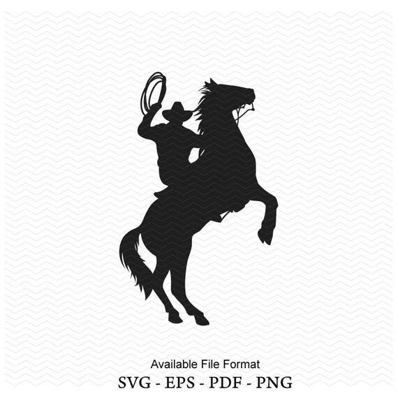 SVG Cowboy Rodeo Lasso and Horse Silhouette Stencils Vector