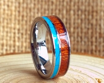 Wood inlay ring | Etsy