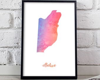 Belize Map Map of Belize Belizian Art Belize Decor Belize