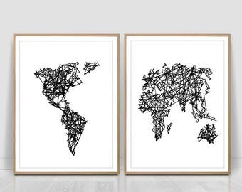 Abstract world map | Etsy