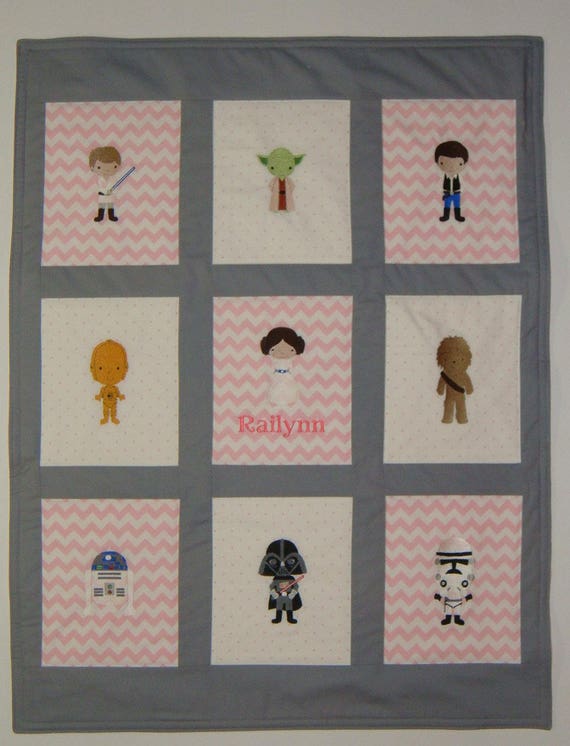 Custom Embroidered Star Wars Baby Quilt/Blanket 2 sizes 9