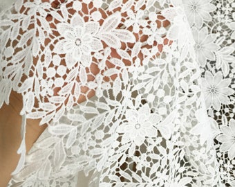 Lace Trim Fabric Rhinestone Applique Collar Flower by lacetime