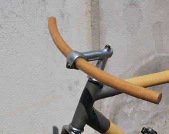 bubinga and ash wood curved bicycle handlebar