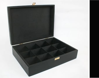 Wooden Tea Box 12 Open Compartments / Dark Brown Box