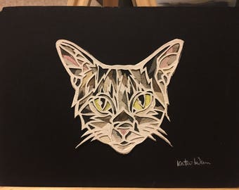 Cat papercut | Etsy