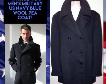 Navy pea coat | Etsy