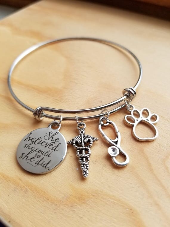 Vet tech jewelry gift for vet tech vet tech charm bracelet