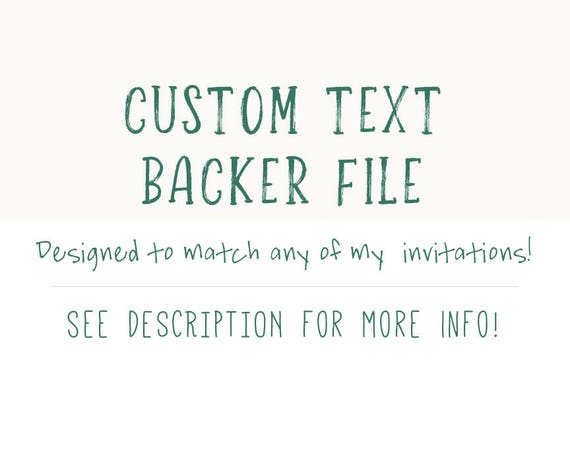 Matching custom text BACKSIDE invitation file design backer