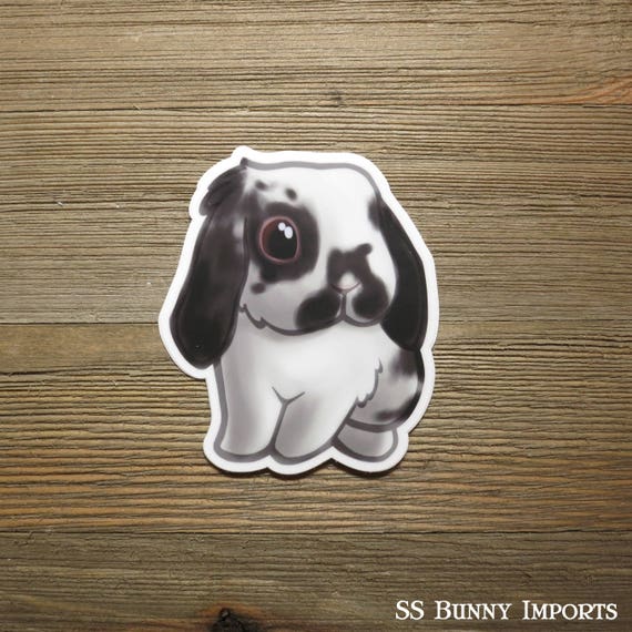 Broken black lop rabbit sticker printed chibi bunny vinyl