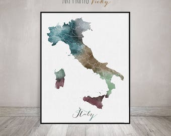 Italy map | Etsy