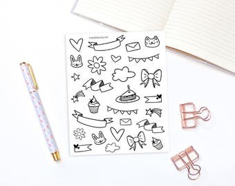 Doodle stickers | Etsy