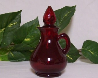 Red glass pitcher | Etsy