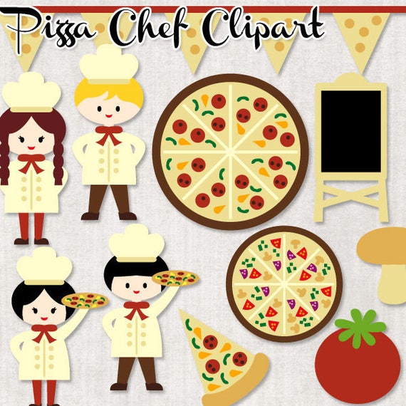Items similar to Pizza clipart - pizza party clip art - Pizza chef ...