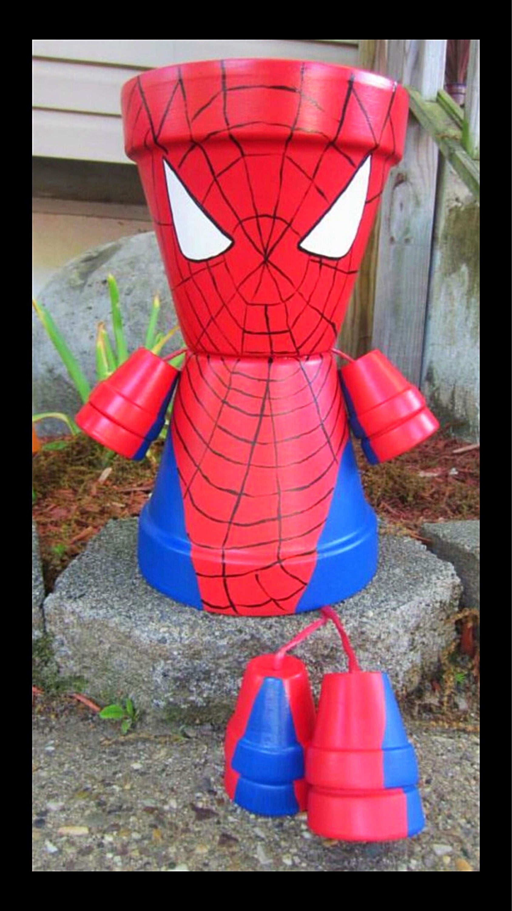 Spiderman POT Person Super Hero Pot Superhero Flower Pot