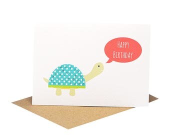 Turtle birthday card | Etsy