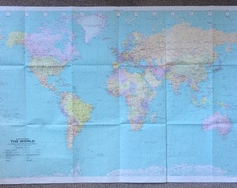 Vintage World Map Print 8x10 P47