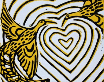 Reduction lino print | Etsy