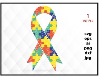 Autism ribbon svg | Etsy