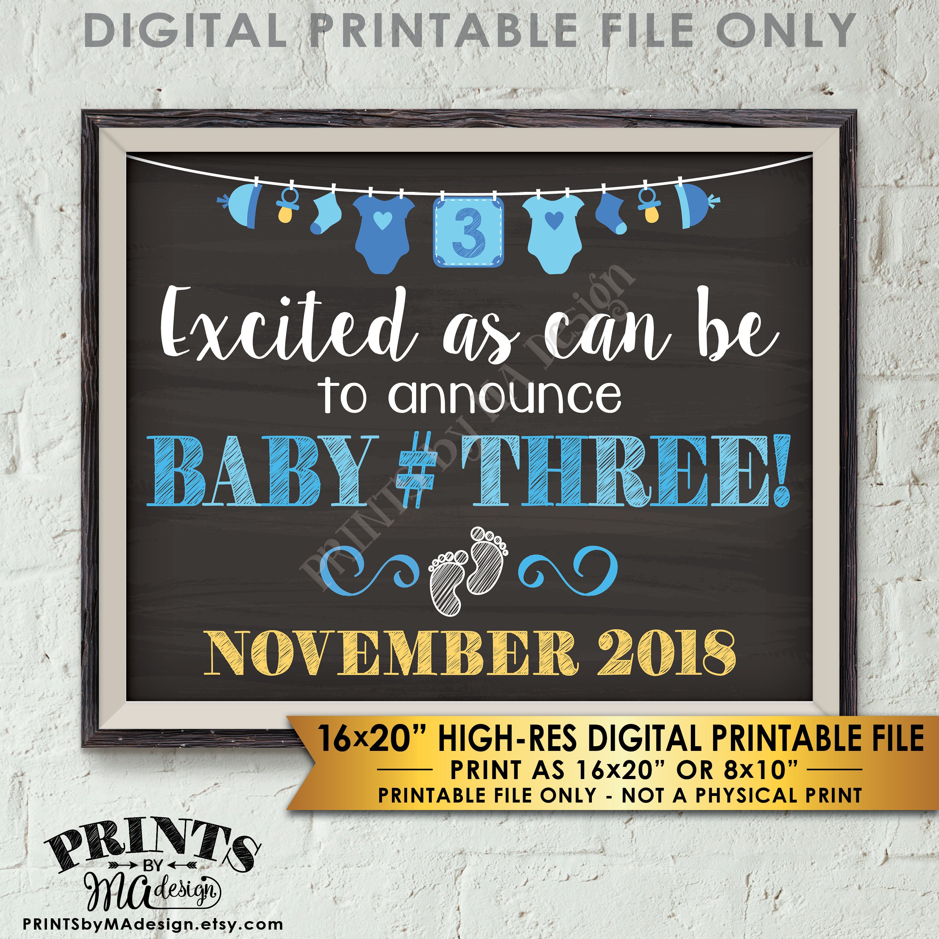 Baby Number 3 It's a BOY Gender Reveal Pregnancy Announcement Expecting ...