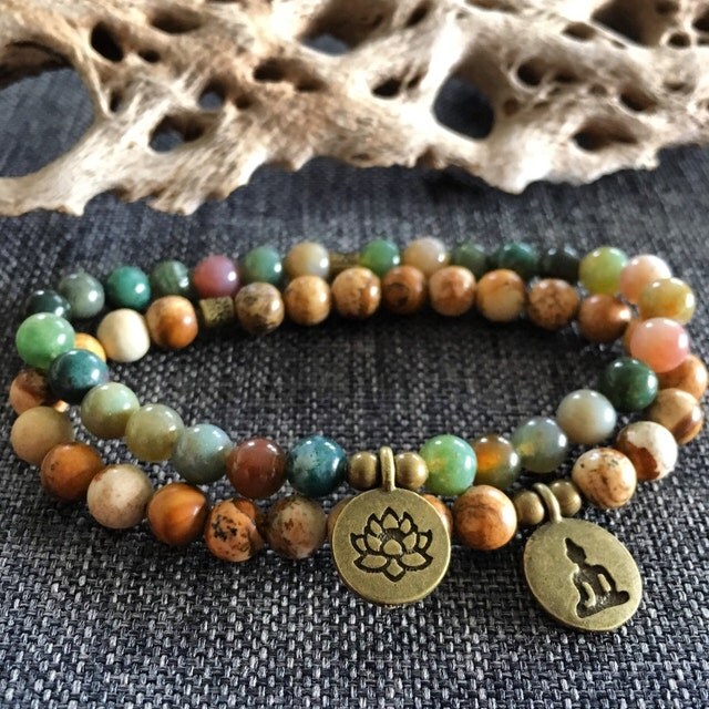 Yoga bracelets 108 Mala beads Beaded bracelets by PureLapis