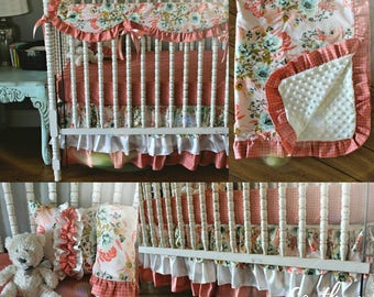 Floral crib bedding | Etsy