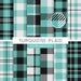 Turquoise Plaid digital paper plaid tartan teal buffalo