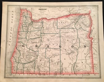 Vintage oregon map | Etsy