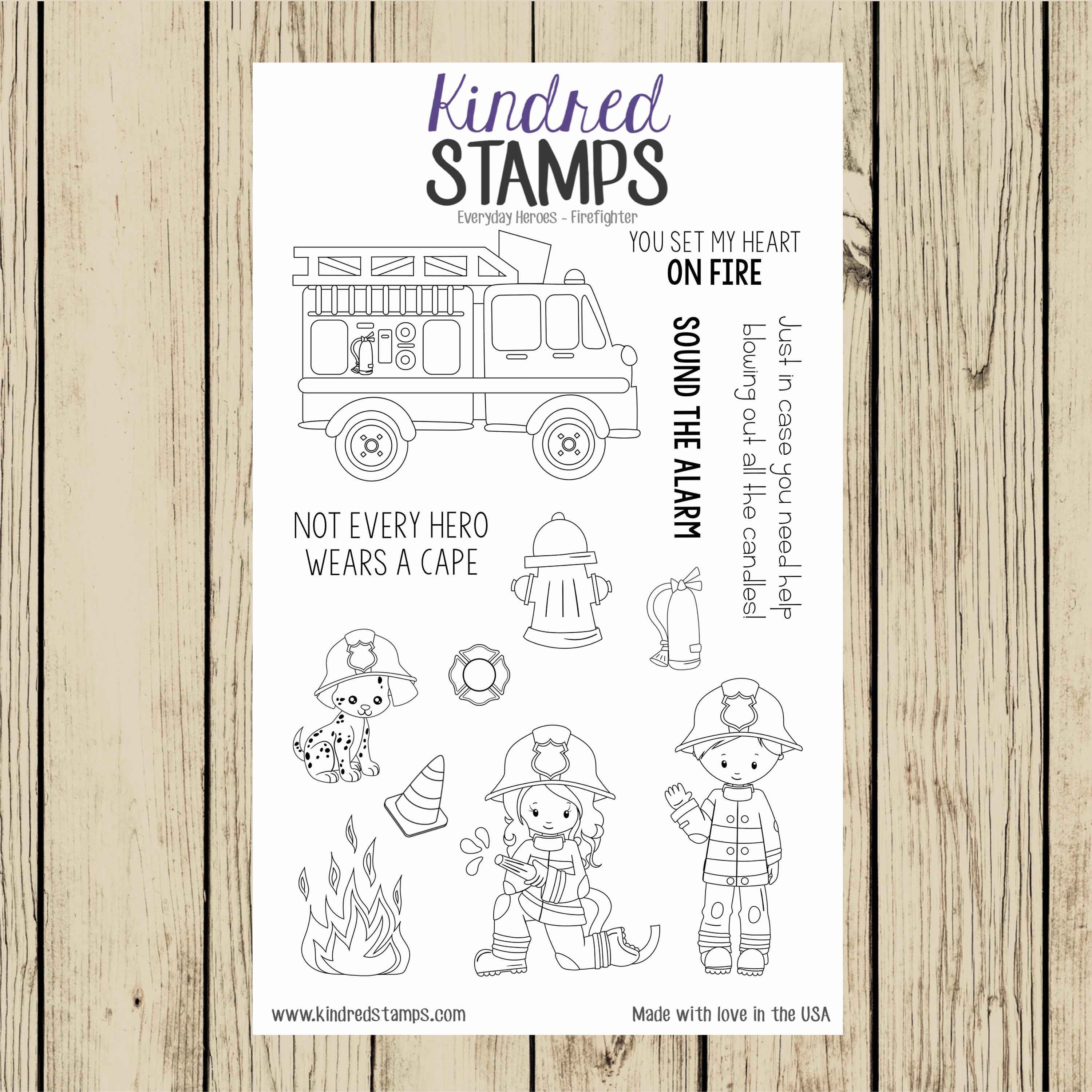 Firefighter Rubber Stamp Set, Dalmation, Fire fighter, firetruck, Sound ...