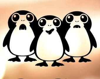 Porg & Chewbacca original drawing fan-art A4. Star Wars The