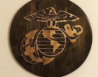 Personalized Marine Corps Letter Keepsake Box Engraved Wood