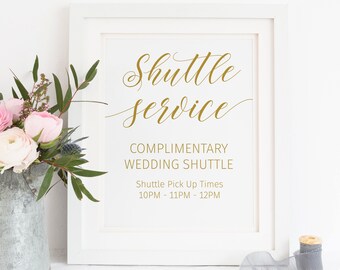 Wedding shuttle sign | Etsy
