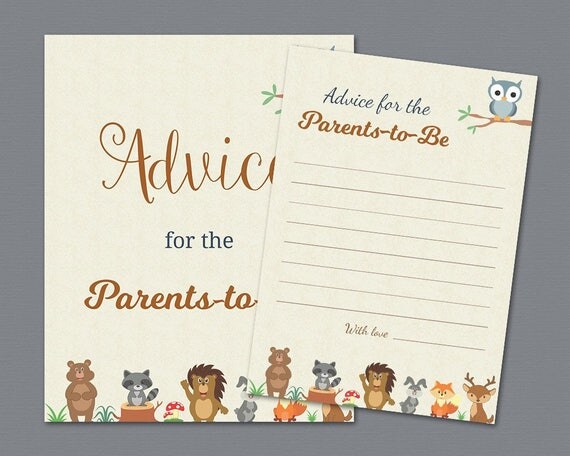 Advice for the Parents to Be Printable Woodland Baby Shower