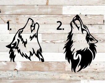 Howling wolf decal | Etsy