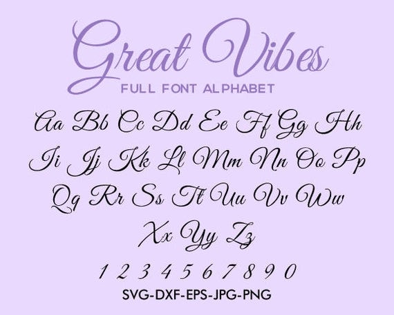 Great Vibes Script Font svg Great Vibes font alphabet For