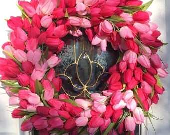 Pink spring wreath | Etsy