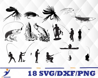 Fly Fishing SVG Fly Fisherman Fly Fishing Silhouette