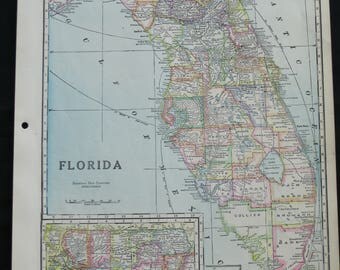 Old florida map | Etsy