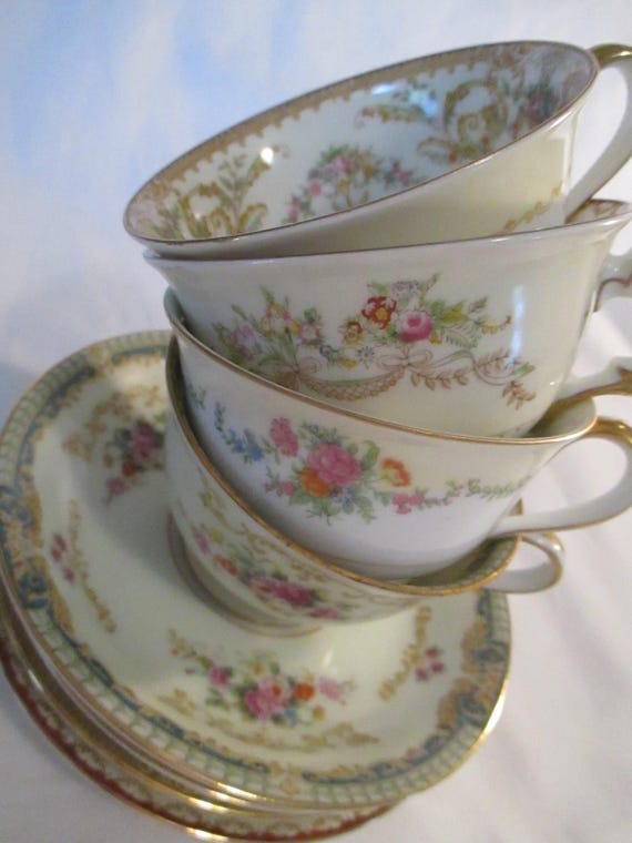 Vintage Mismatched Shabby China Cups & Saucers for Tea Party