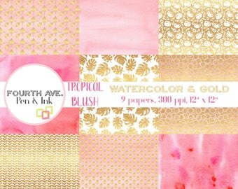 Digital Scrapbook Paper Tropical leaves digital paper