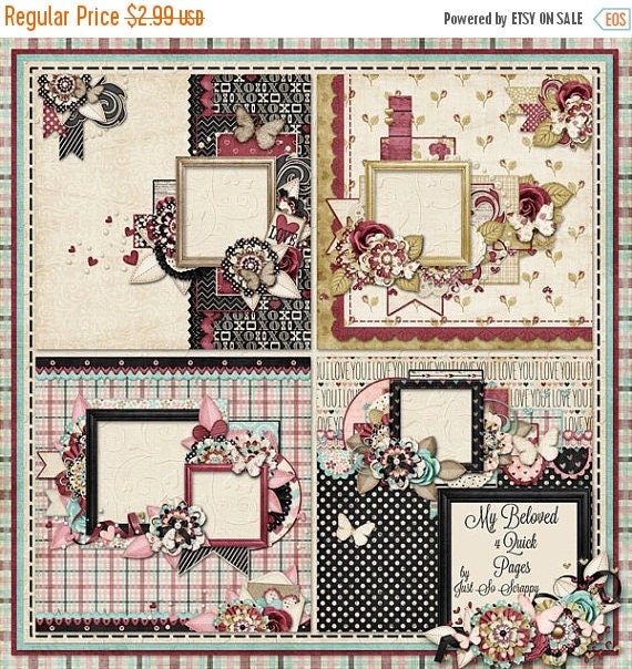 On Sale 50% Off My Beloved Digital Scrapbook Kit 12x12 Quick