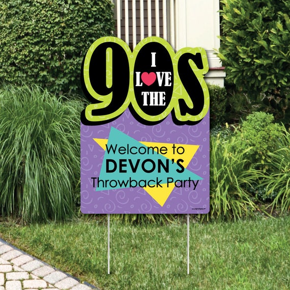 90's Throwback Welcome Sign - 1990s Party Outdoor Lawn Decorations ...