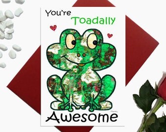 Frog valentine card | Etsy