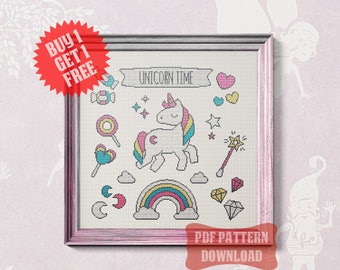 Unicorn cross stitch | Etsy