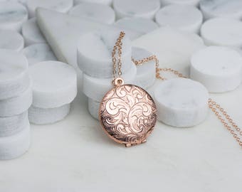 Gold locket necklace | Etsy