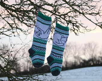 Pattern Fair Isle Christmas Stockings Cat and Dog fair isle