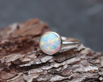 White opal ring | Etsy